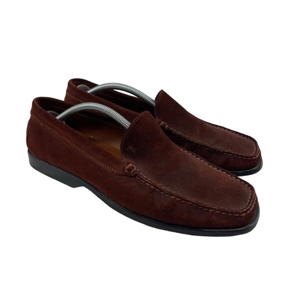 Tod's | Shoes | Tods Cognac Brown Thick Suede Square Toe Loafer Size ...